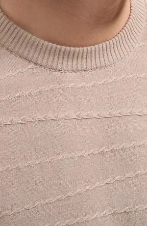 Bugatchi Cotton And Silk Crewneck Sweater - Sand
