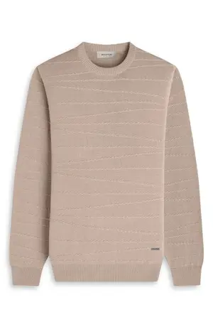 Bugatchi Cotton And Silk Crewneck Sweater - Sand