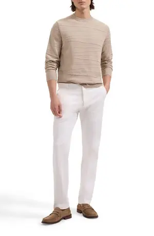 Bugatchi Cotton And Silk Crewneck Sweater - Sand
