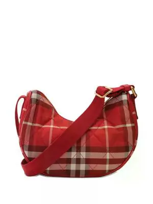 Burberry Horseshoe Crossbody Bag In Quilted Nylon - Red