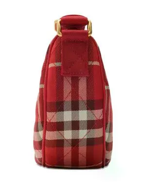 Burberry Horseshoe Crossbody Bag In Quilted Nylon - Red