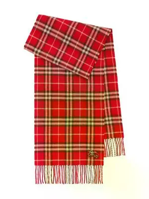 Burberry Checked Scarf - Red