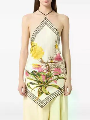 Blumarine Floral-print Sleeveless Top - Neutrals