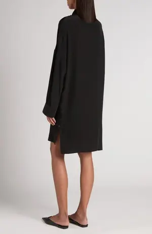 TOM FORD Long Sleeve Silk Crêpe De Chine Tunic Dress - Black