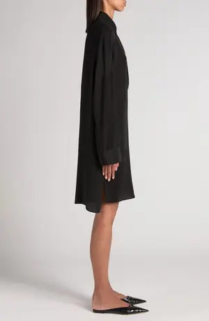 TOM FORD Long Sleeve Silk Crêpe De Chine Tunic Dress - Black