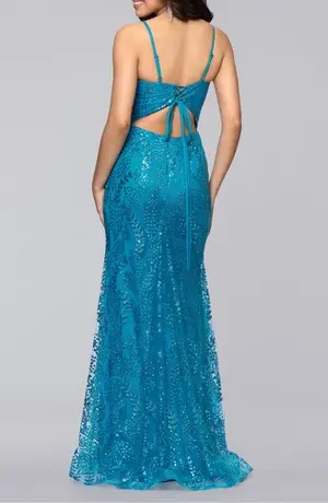 BLONDIE NITES V-neck Sequin Gown