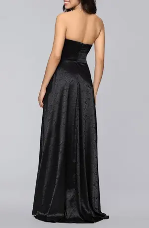BLONDIE NITES Jacquard Strapless Gown - Black