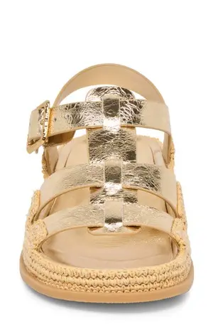 Dolce Vita Shenna Slingback Platform Sandal - Gold Distressed Leather