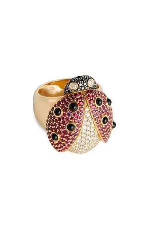 GRACE WINFREY Ruby And Diamond Ladybug Ring