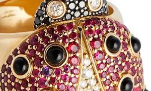 GRACE WINFREY Ruby And Diamond Ladybug Ring
