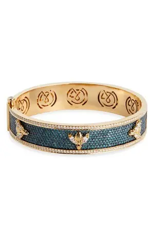 GRACE WINFREY Honey Bees Pavé Diamond Garden Bangle Bracelet - Blue Diamond/diamond