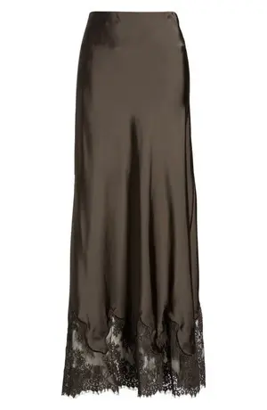 PETAL & PUP Alira Satin & Lace Midi Skirt