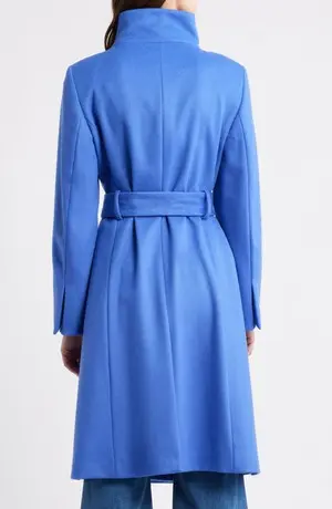 BOSS Wool And Cashmere Belted Coat - Turq/aqua