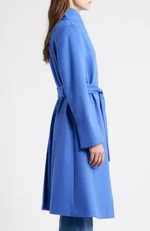 BOSS Wool And Cashmere Belted Coat - Turq/aqua