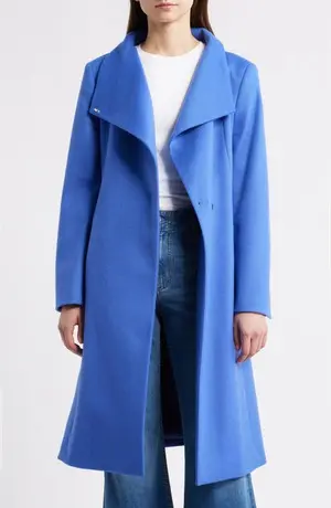 BOSS Wool And Cashmere Belted Coat - Turq/aqua