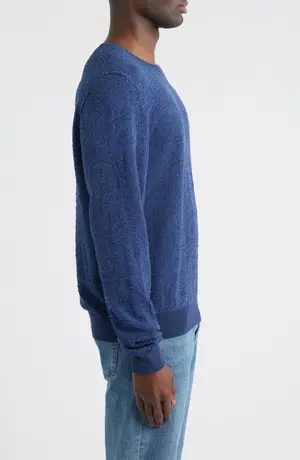Etro Floral Paisley Jacquard Cotton Crewneck Sweatshirt