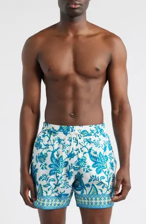 Etro Roma Floral Swim Trunks - Stampa F.do Verde