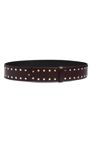 Khaite Studded Italian Leather Belt - Bordeaux