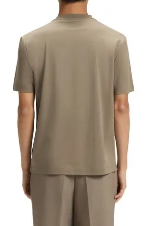 BOSS Taut Solid Cotton Logo T-shirt - Light Brown