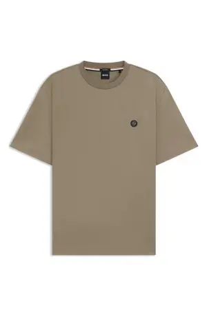 BOSS Taut Solid Cotton Logo T-shirt - Light Brown