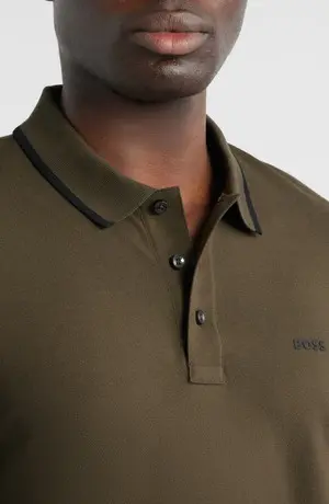 BOSS Parlay Tipped Cotton Polo - Green