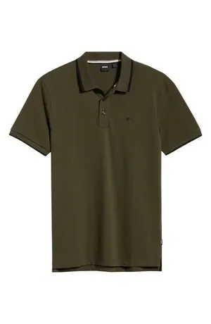 BOSS Parlay Tipped Cotton Polo - Green