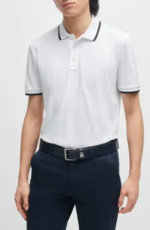 BOSS Parlay Tipped Cotton Polo - Ntural