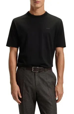 BOSS Taut Solid Cotton Logo T-shirt - Black