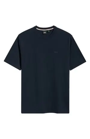 BOSS Taut Solid Cotton Logo T-shirt - Dark Blue