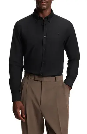 BOSS Roan Slim Fit Solid Cotton Button-down Shirt - Black