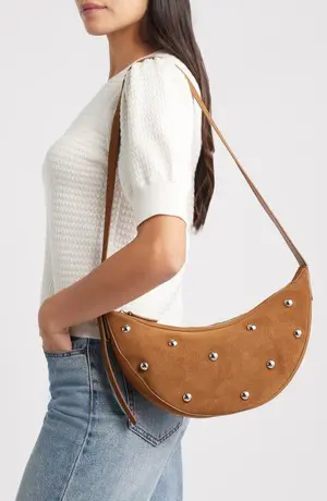 Madewell Studded Crescent Suede Sling Bag