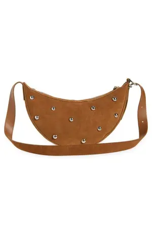 Madewell Studded Crescent Suede Sling Bag