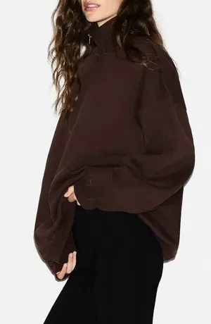SKIMS Slouchy Half Zip Pullover - Espresso