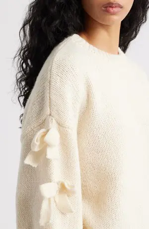 PETAL & PUP Tie Sleeve Sweater - Ivory