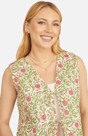 YUMI Floral Reversible Quilted Jacket - White