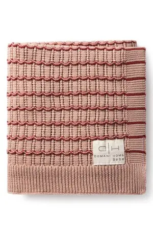 DOMANI HOME Scallop Stripe Pointelle Cotton Knit Baby Blanket - Blush