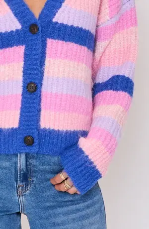 VICI Striped Buttoned Cardigan