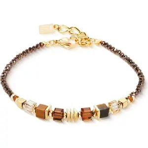 COEUR DE LION Wave Cube Flow Gold Bracelet - Brown