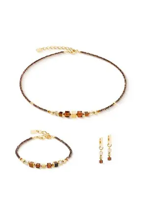 COEUR DE LION Wave Cube Flow Gold Bracelet - Brown