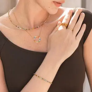 COEUR DE LION Golden Whisper Necklace - Rainbow