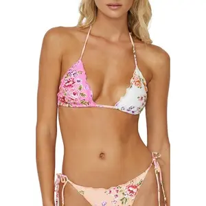 PQ Floral Triangle Bikini Top