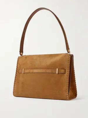 Tory Burch Lee Radziwill Large Leather-trimmed Shoulder Bag - Brown