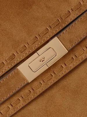 Tory Burch Lee Radziwill Large Leather-trimmed Shoulder Bag - Brown