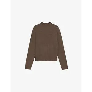 BOSS Bouclé-texture High-neck Wool-blend Jumper