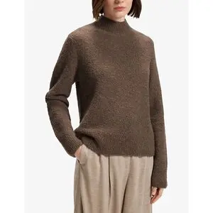 BOSS Bouclé-texture High-neck Wool-blend Jumper