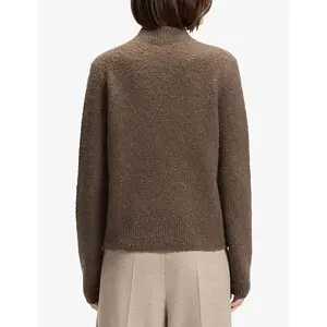 BOSS Bouclé-texture High-neck Wool-blend Jumper