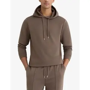 REISS Regular-fit Stretch-jersey Hoody - Light Brown