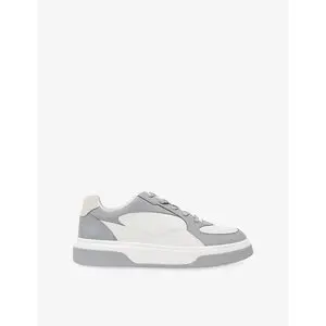 REISS Cast Leather Trainers - Dusty Blue White