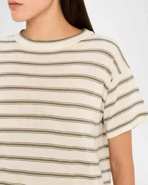 Brunello Cucinelli Metallic Striped Short-sleeve T-shirt - Panama