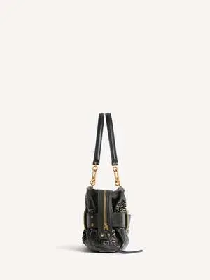 Balmain Leather And Monogram Jacquard Anthem Bag - Black